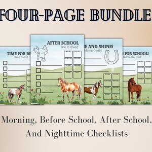 Cute Horse-themed Daily Checklist for Kids | Before School Kid's ...