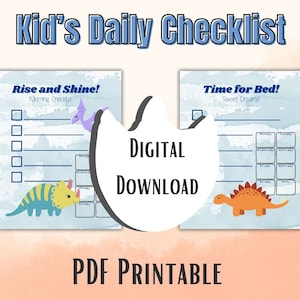 Cute Dinosaur-themed Daily Checklist for Kids Before School Kid's ...