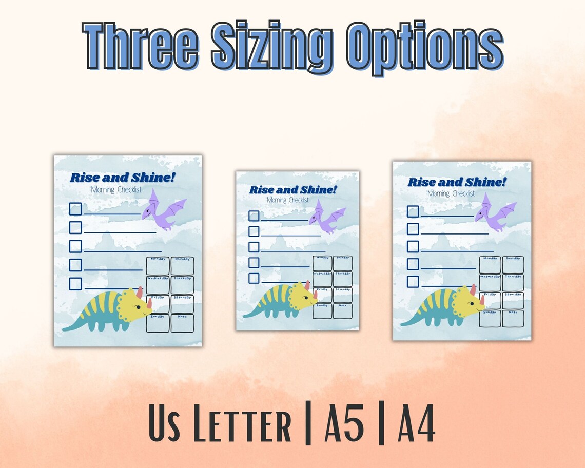 Cute Dinosaur-themed Daily Checklist for Kids Before School Kid's ...