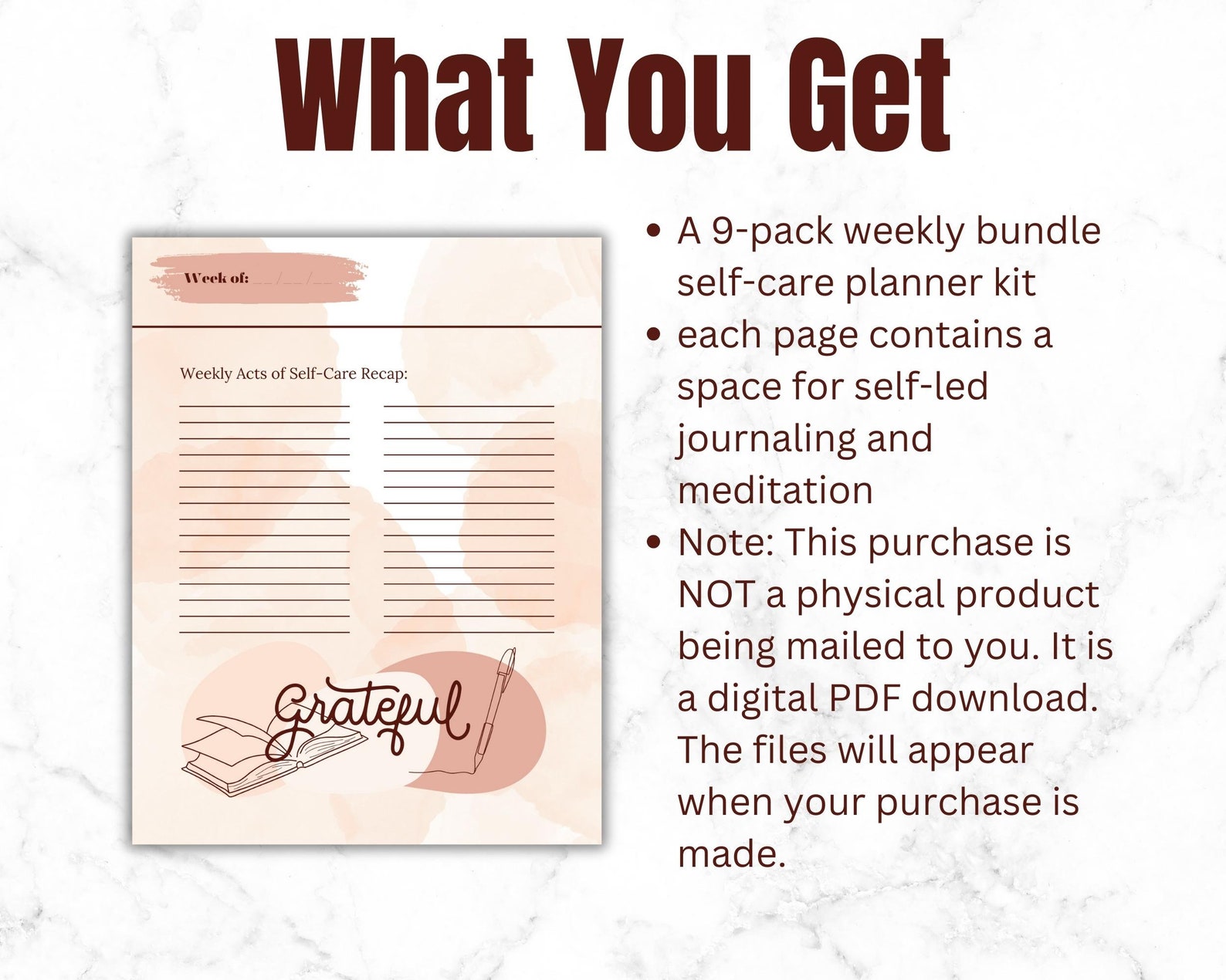 Self Care Journal Digital Downloadable Planner for Wellness Journaling ...