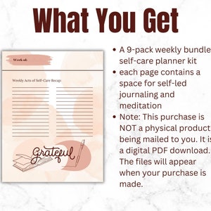 Self Care Journal | Digital Downloadable Planner for Wellness ...