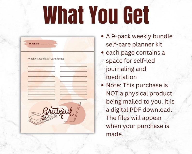 Self Care Journal | Digital Downloadable Planner for Wellness ...