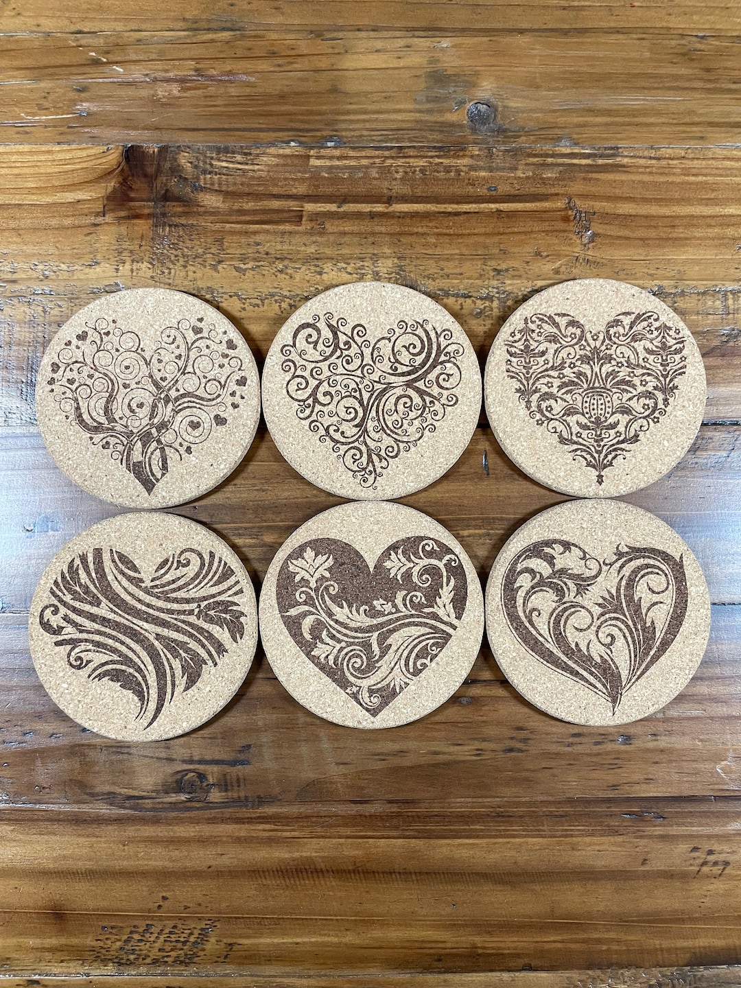 Heart Laser Engraved Cork Coasters - Etsy