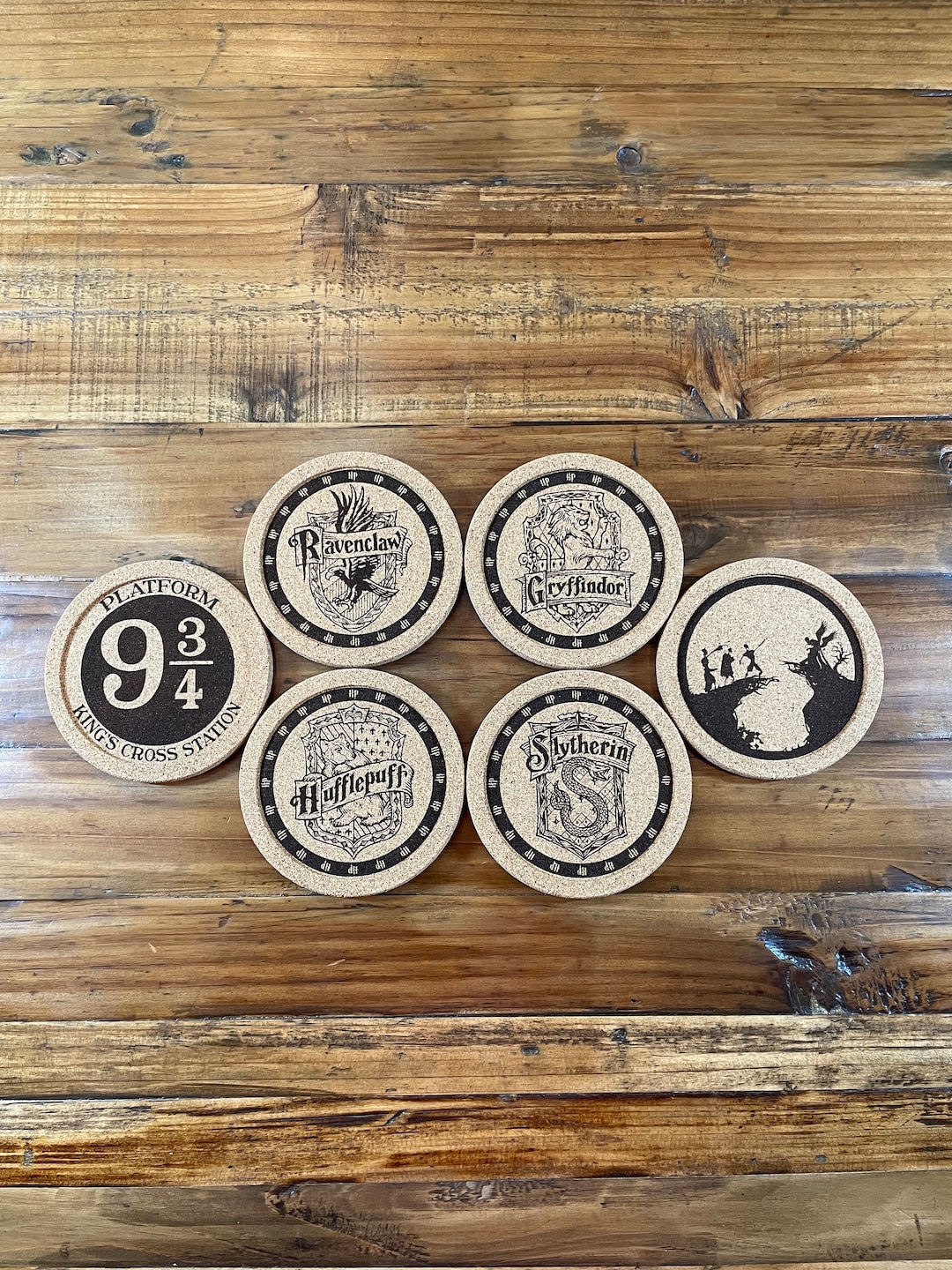 Harry Potter Laser Engraved Cork Coasters - Etsy