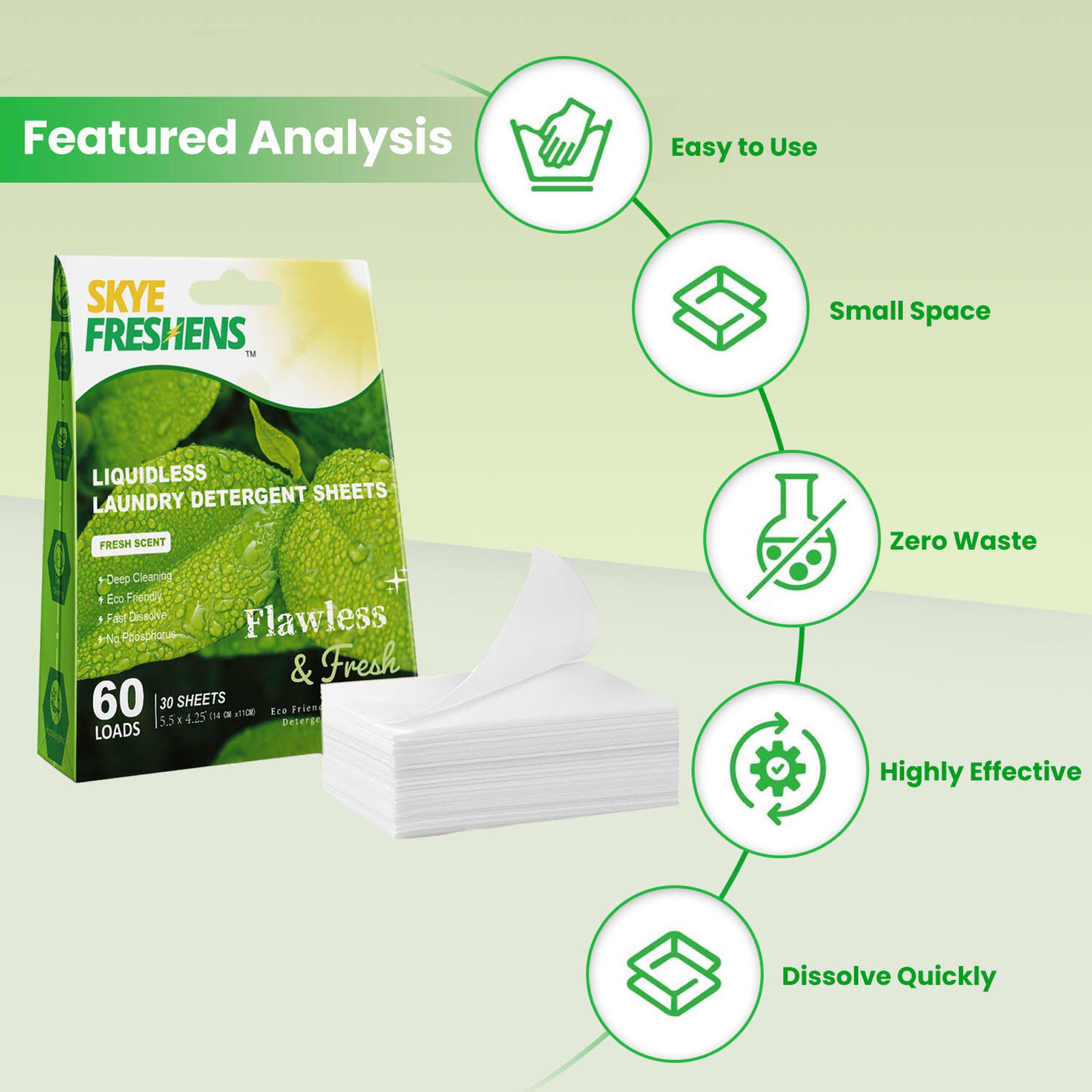 Skye Freshens Liquidless Laundry Detergent Sheets - Fresh Scent - 60 ...