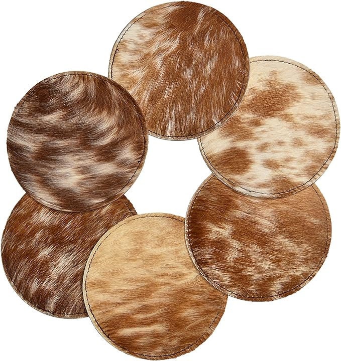 Handcrafted Real Cowhide Leather Coaster Set / Cowhide Coaster Set ...