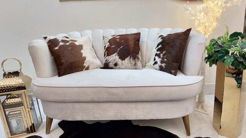 Cowhide Pillow Cover Tricolor Cowhide Cushion Natural Hair on Throw ...