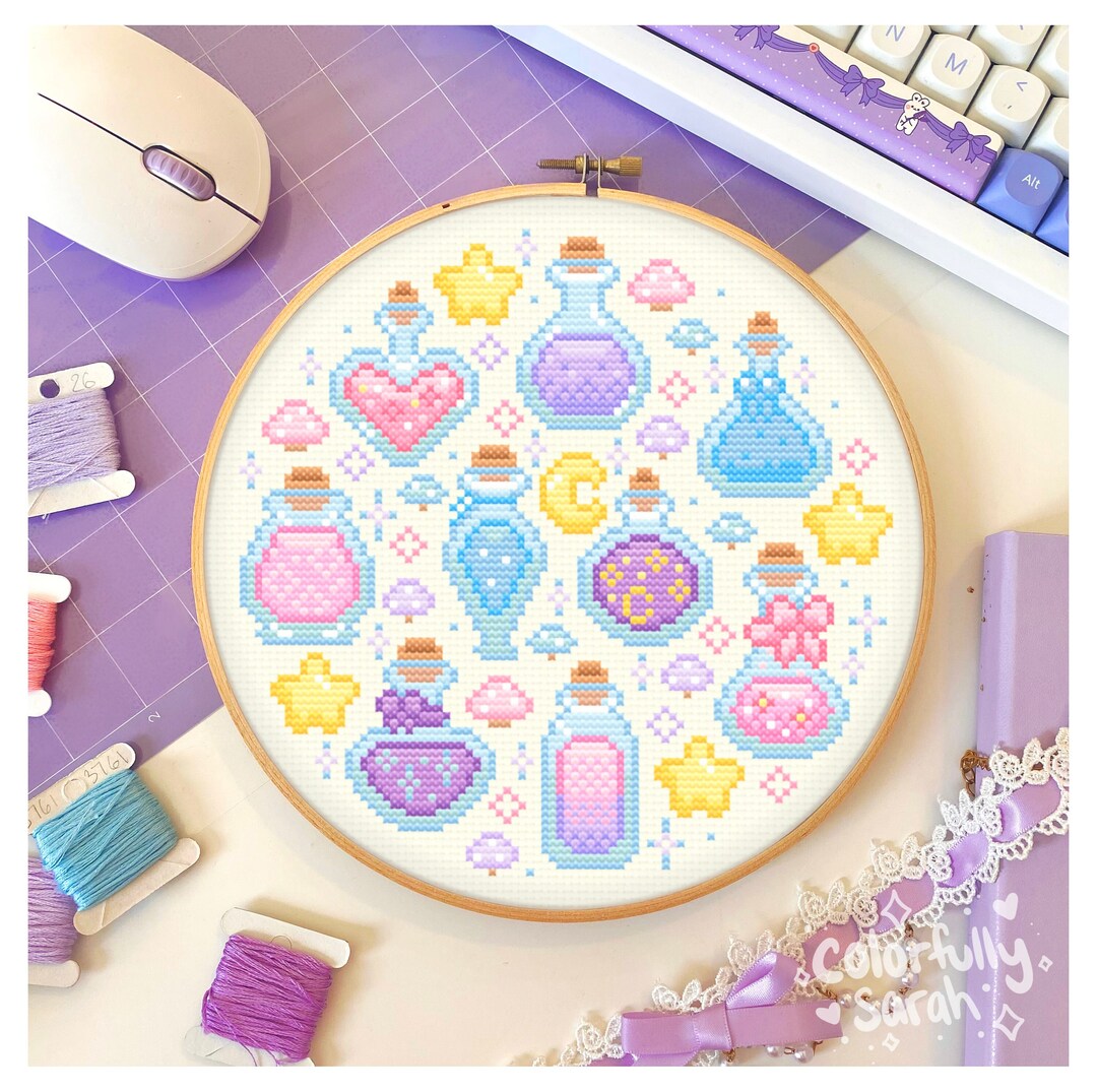 Pastel Potions Cross Stitch Pattern, Colorfullysarahshop, Magic, Witchy ...