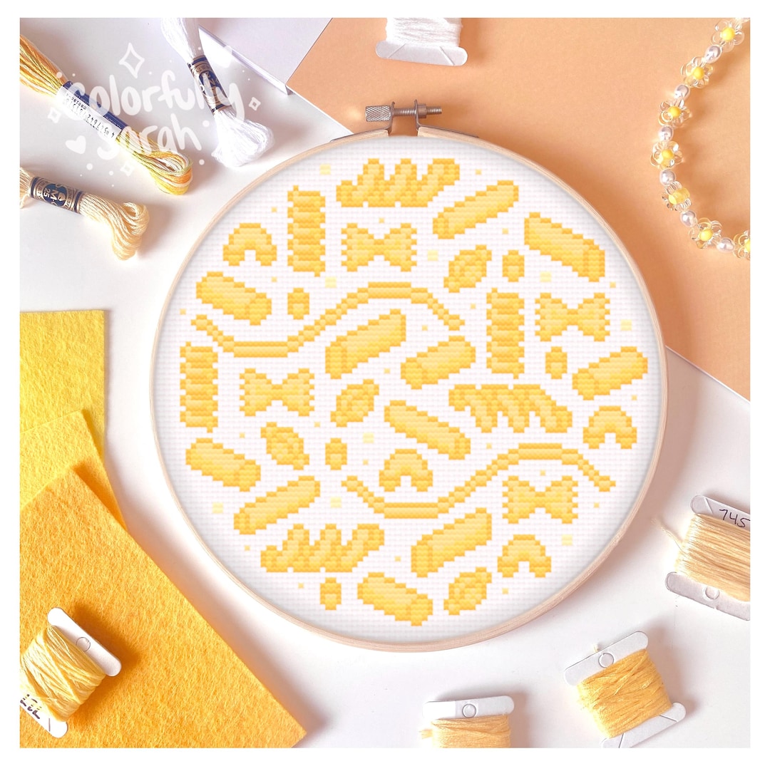 Pasta Cross Stitch Pattern, Food Cross Stitch, Italian, Carbs, Foodie ...