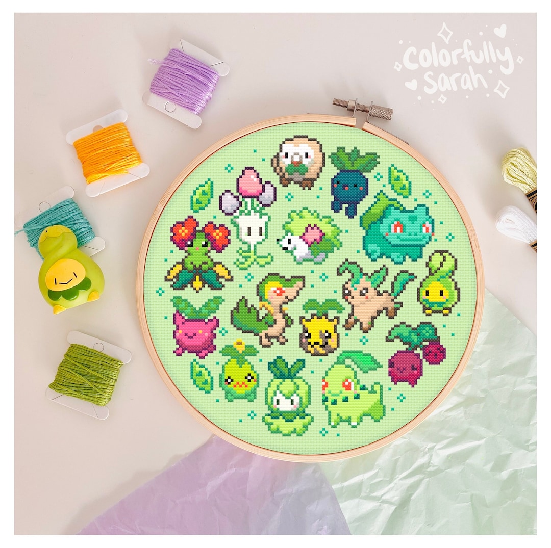 Grass Type Cross Stitch Pattern, Spring Cross Stitch, Pastel Cross ...