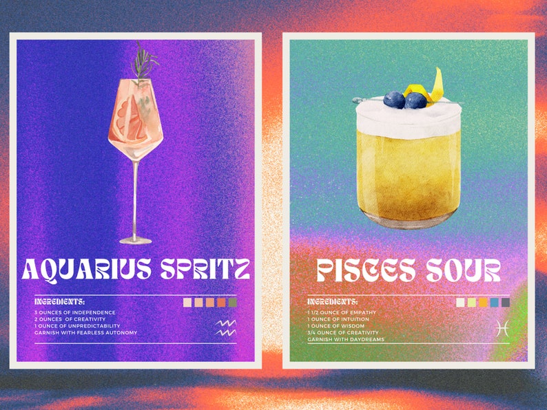 Zodiac Cocktail Print - Etsy
