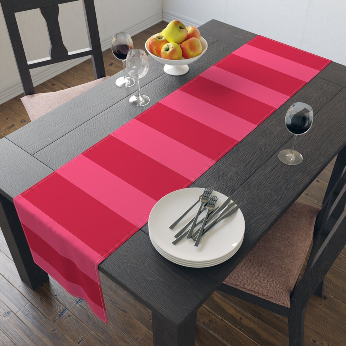 Bold Red Pink Stripe Table Runner for Holidays, Parties, Birthdays, and ...