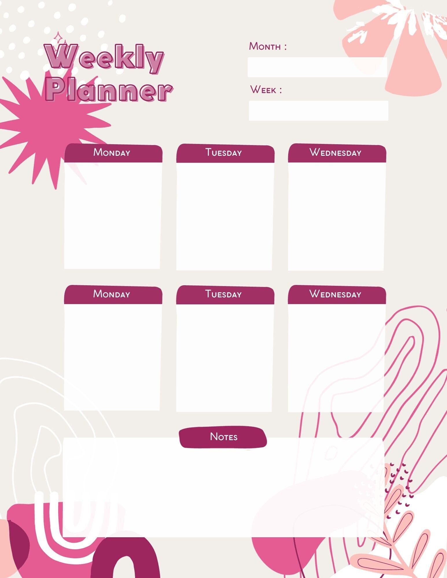 Weekly Planner Template - Etsy