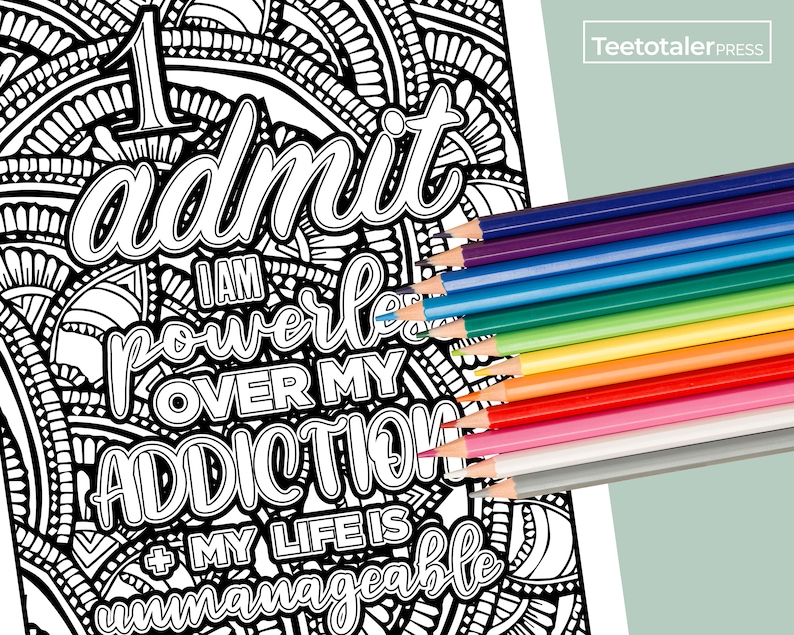 Twelve Step Coloring Book & Journal – AA Recovery, 12 Step Reflection ...