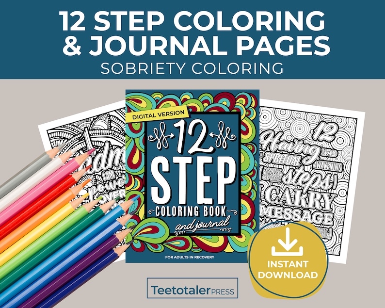 Twelve Step Coloring Book & Journal – AA Recovery, 12 Step Reflection ...