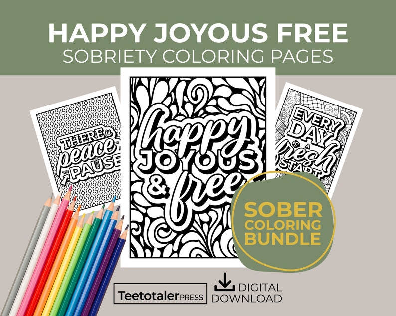Sobriety Coloring Pages for Adults – Happy Joyous Free, Printable AA 12 ...