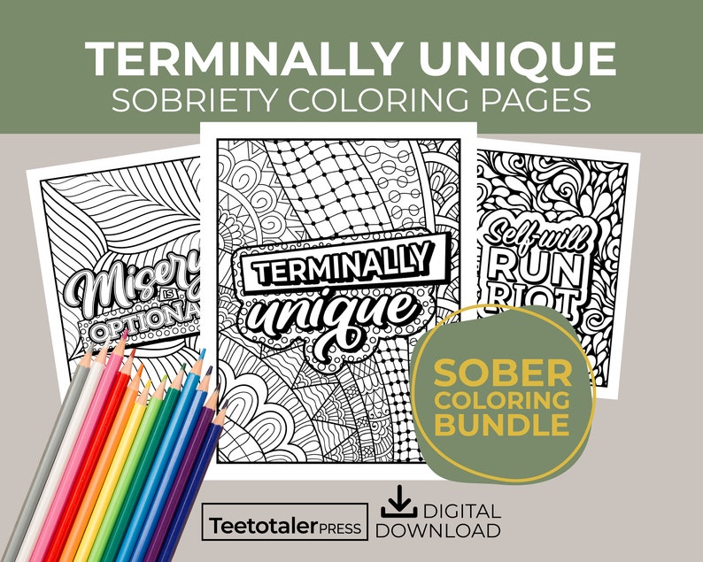 Terminally Unique Sobriety Coloring Pages Addiction Recovery 12 Step
