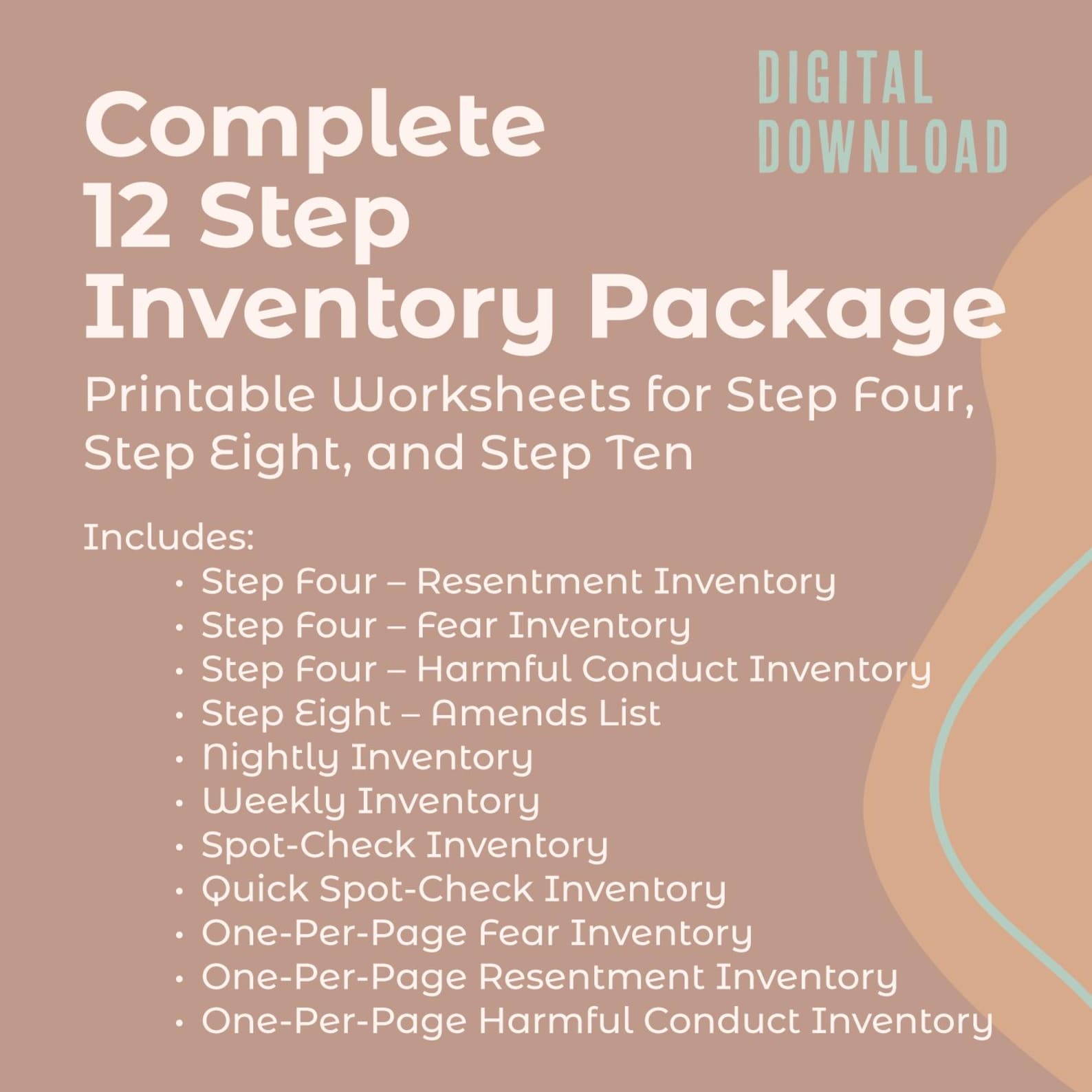 Complete 12 Step Inventory Package Printable Worksheets for AA NA ...