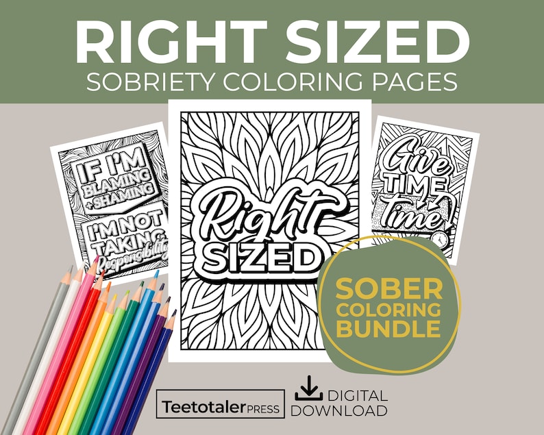 Right Sized, Sobriety Coloring Pages, Alcoholics Anonymous, 12 Step ...