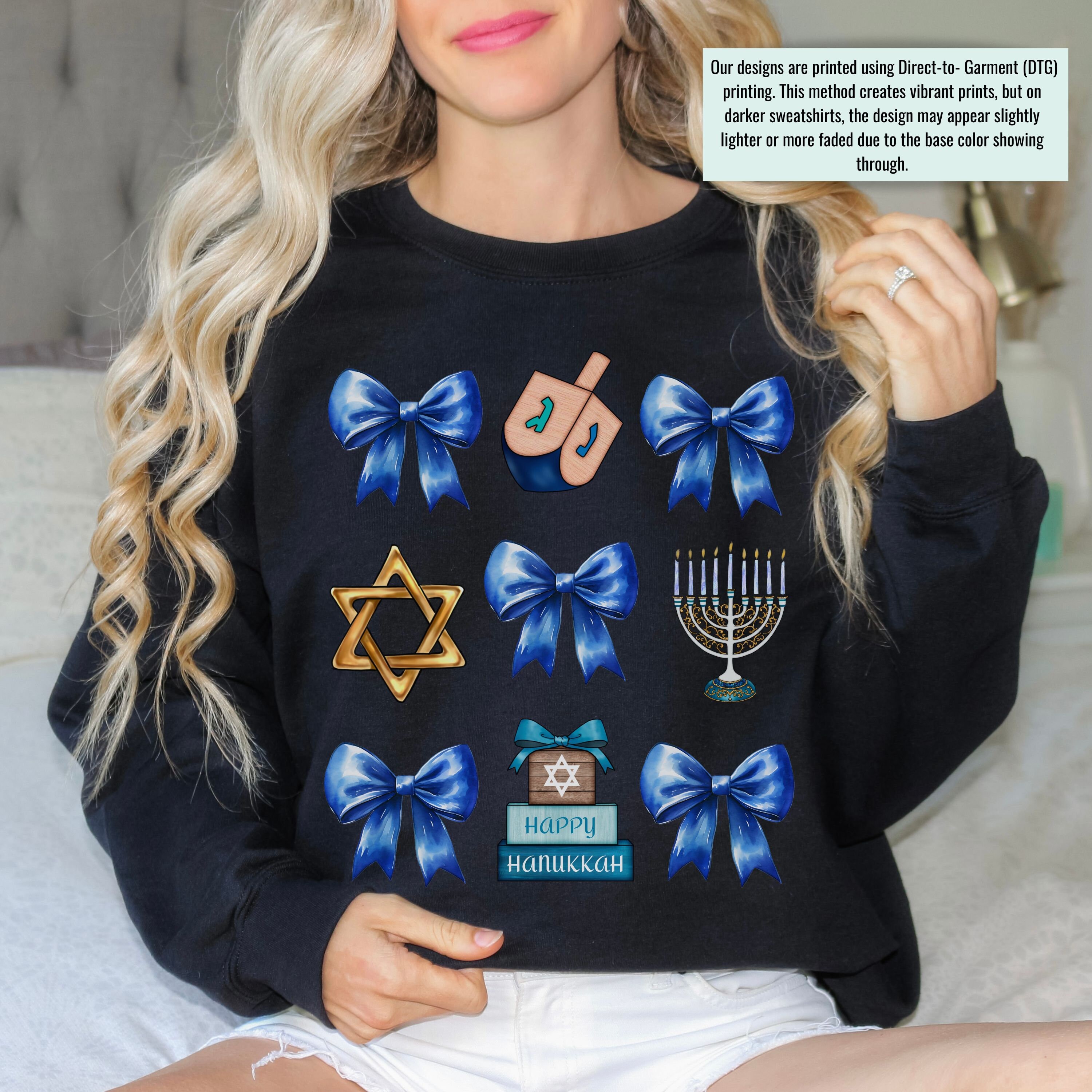 Hanukkah Bows Sweatshirt, Hanukkah Gift, Chanukah Sweater, Jewish ...