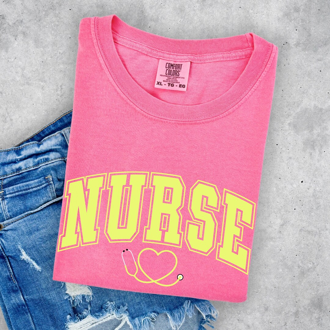 Neon Nurse Shirt, Bright Summer Nurse, Pink RN Shirt, Night Shift Crew ...