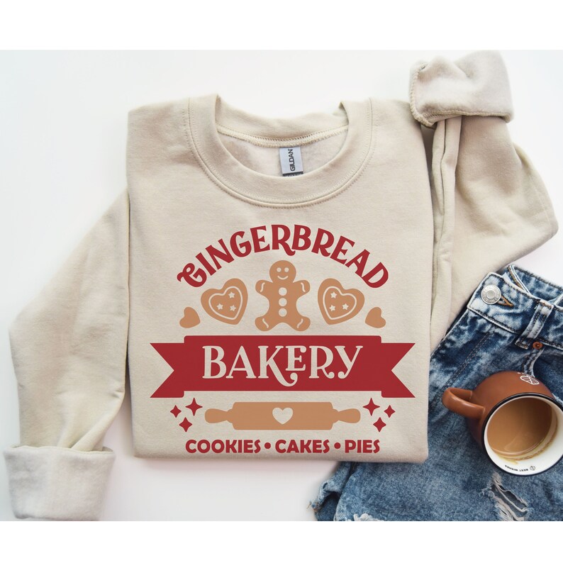 Christmas Baking Sweatshirt, Cute Gingerbread Sweater, Gift for Baker ...