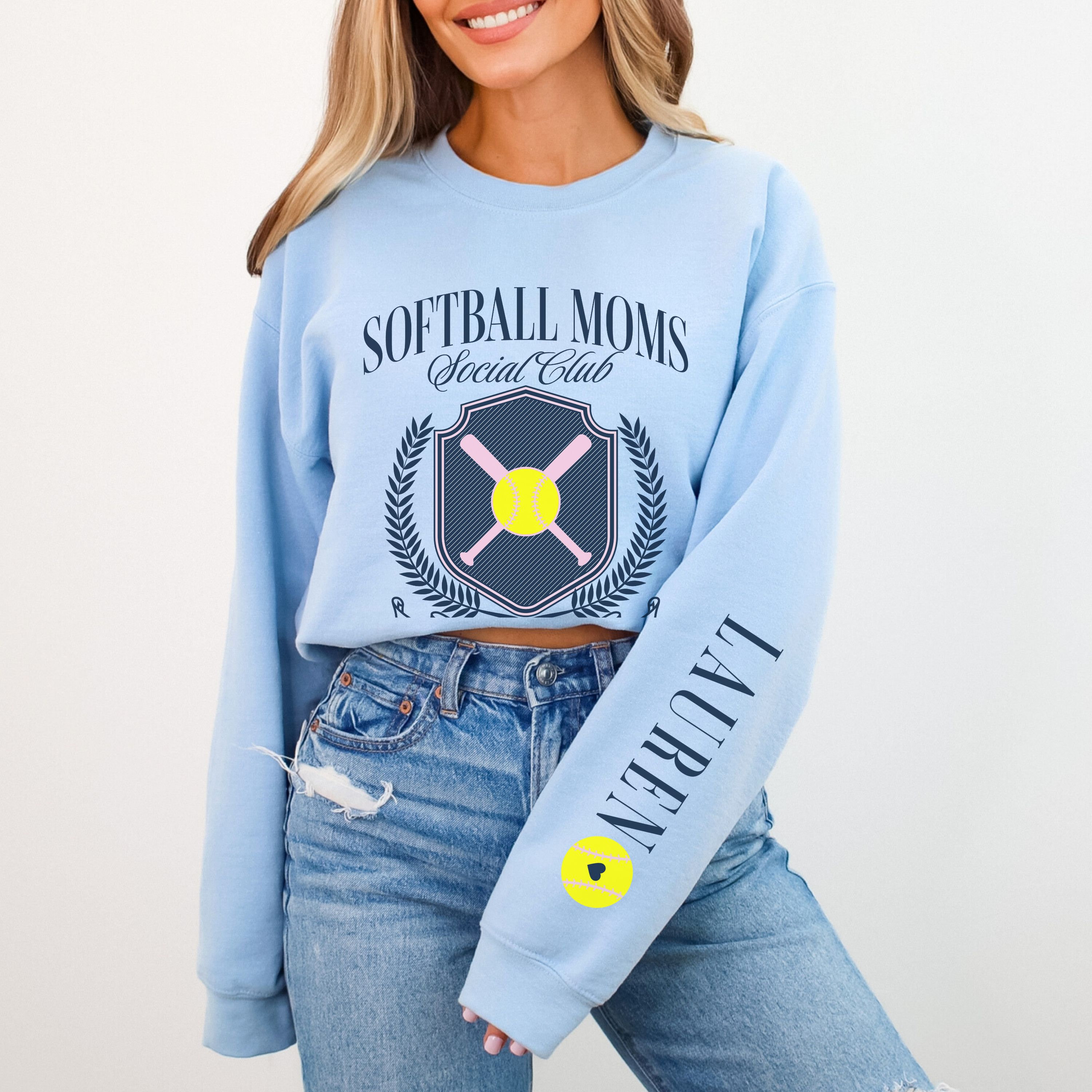 Custom Softball Mom Sweatshirt, Softball Season, Personalized Softball ...