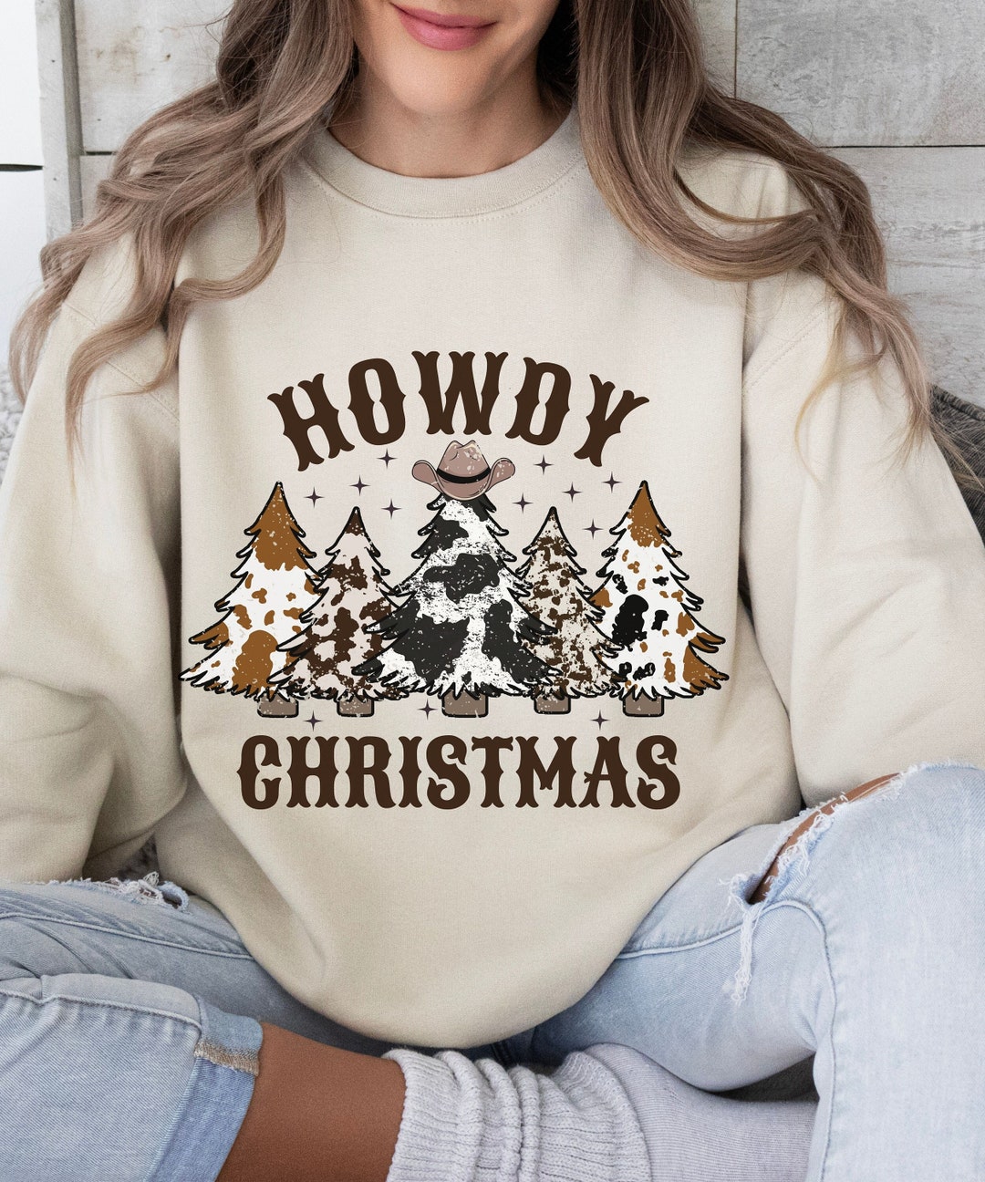 Country Christmas Sweatshirt, Howdy Christmas, Western Christmas Tree ...