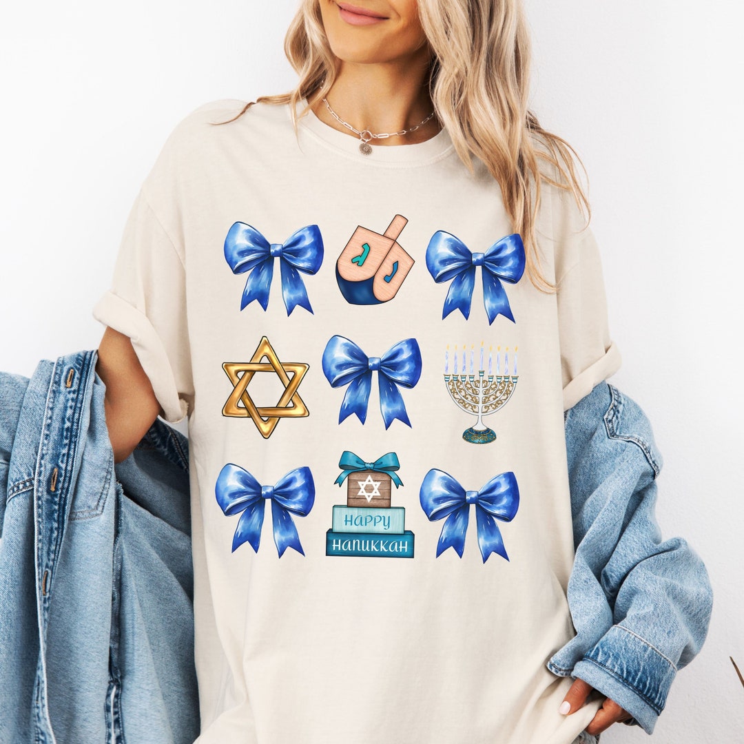 Hanukkah Bows Shirt, Hanukkah Gift, Chanukah Tshirt, Comfort Colors ...