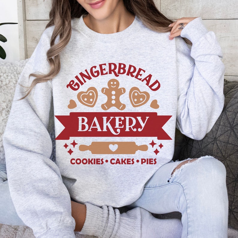 Christmas Baking Sweatshirt, Cute Gingerbread Sweater, Gift for Baker ...