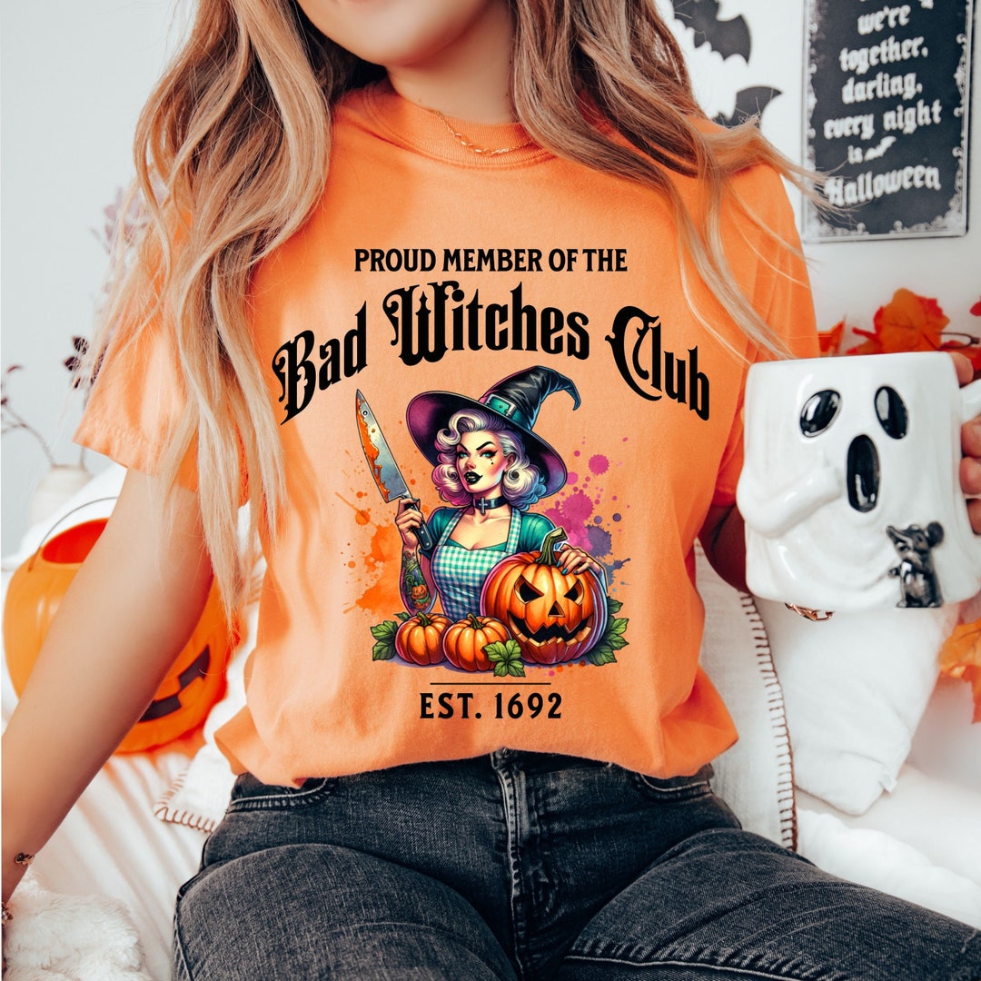 Bad Witches Club Shirt, Halloween Witchy Tshirt, Purple Witch Tee, Salem Girls Trip Shirts ...