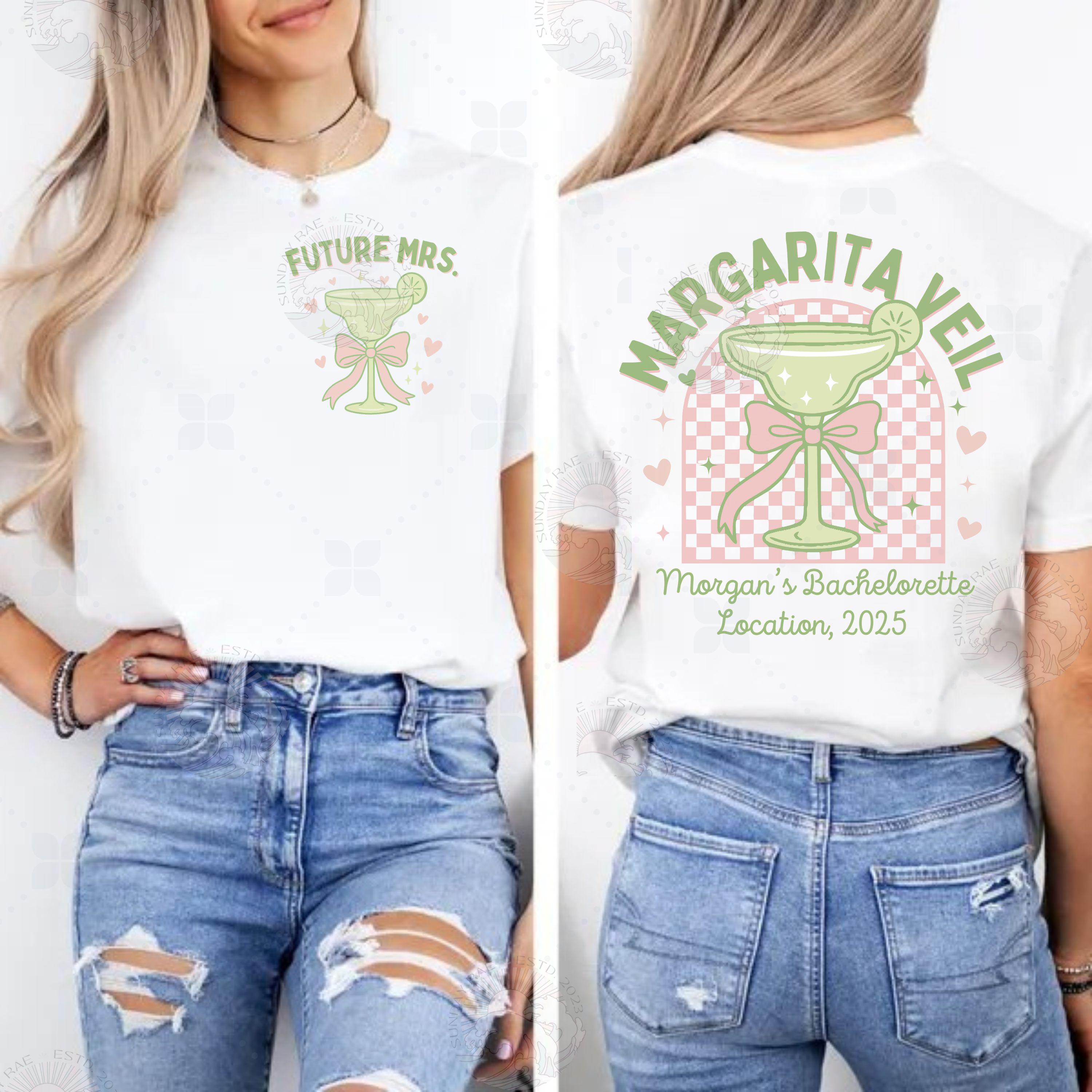 Margs and Matrimony Bachelorette Shirt, Custom Margaritas Veil, Pepper ...