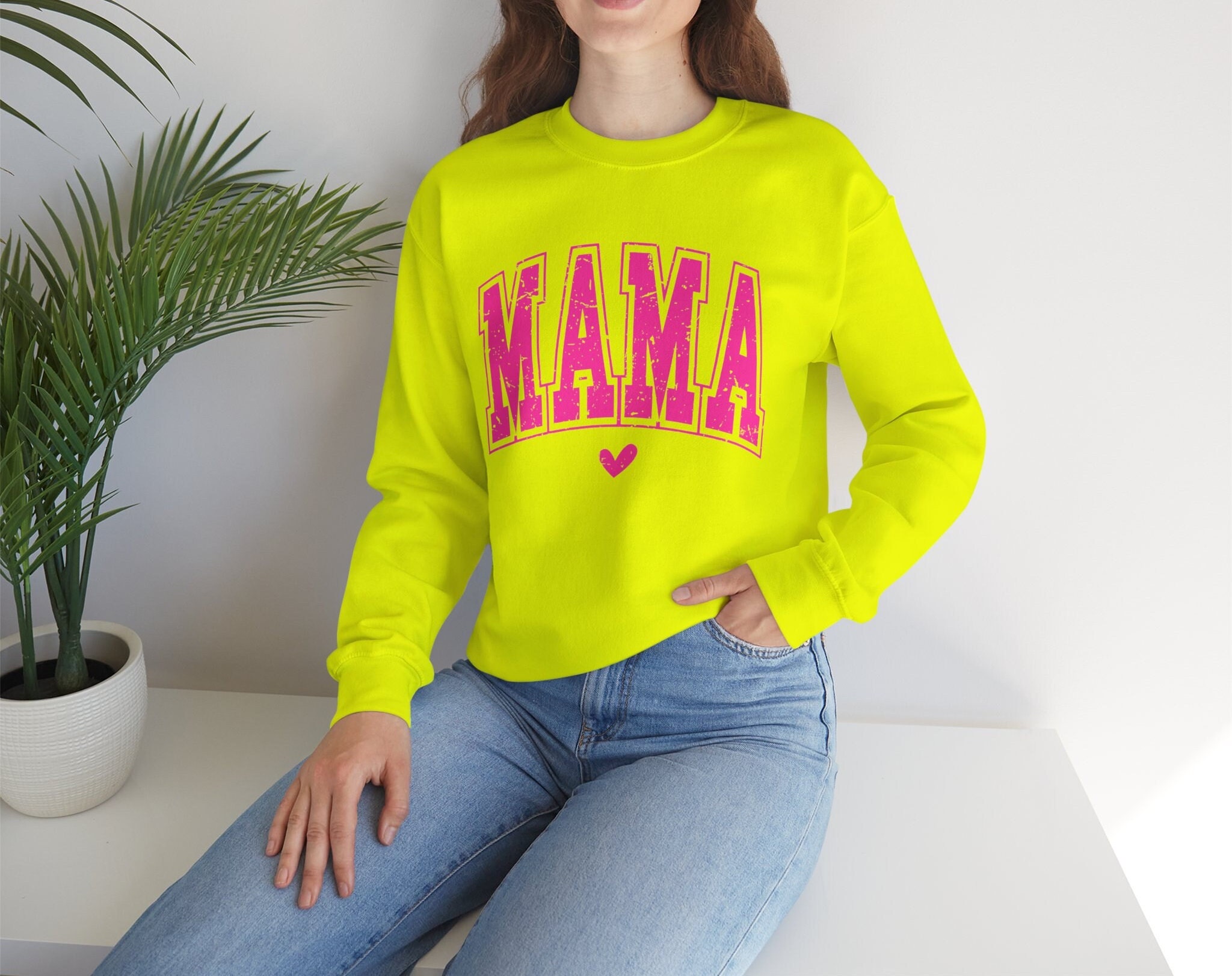 Neon Pink Mama Sweatshirt, Bright Mama Sweater, 80s Mom Sweatshirt ...