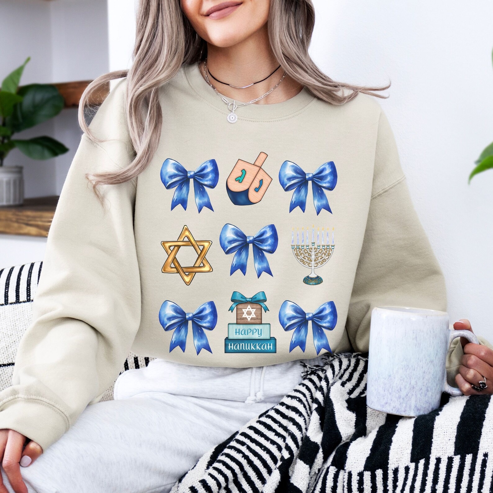 Hanukkah Bows Sweatshirt, Hanukkah Gift, Chanukah Sweater, Jewish ...
