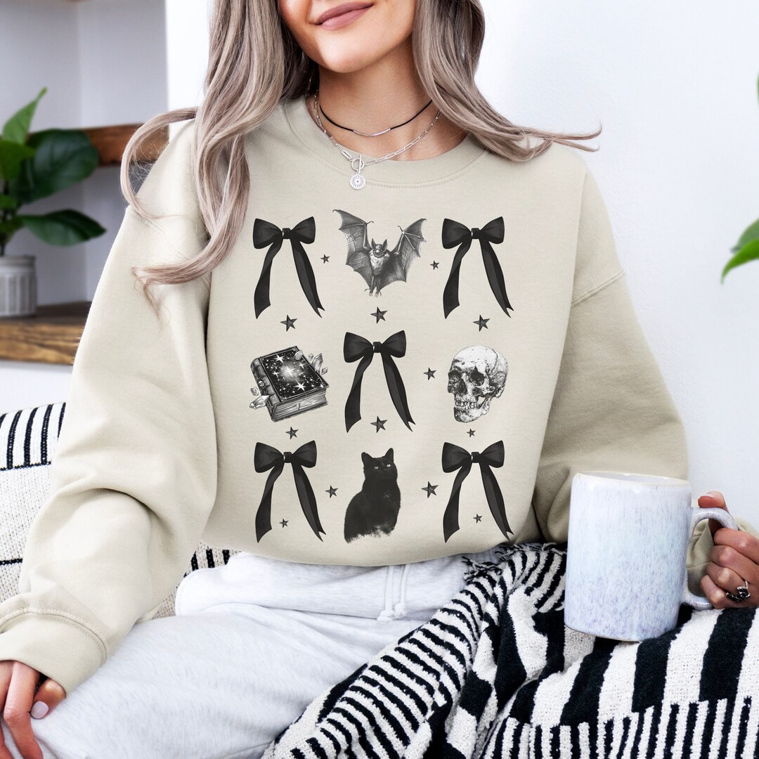 Coquette Witch Bow Sweatshirt, Enchanting & Chic Witchy Sweater, Salem ...