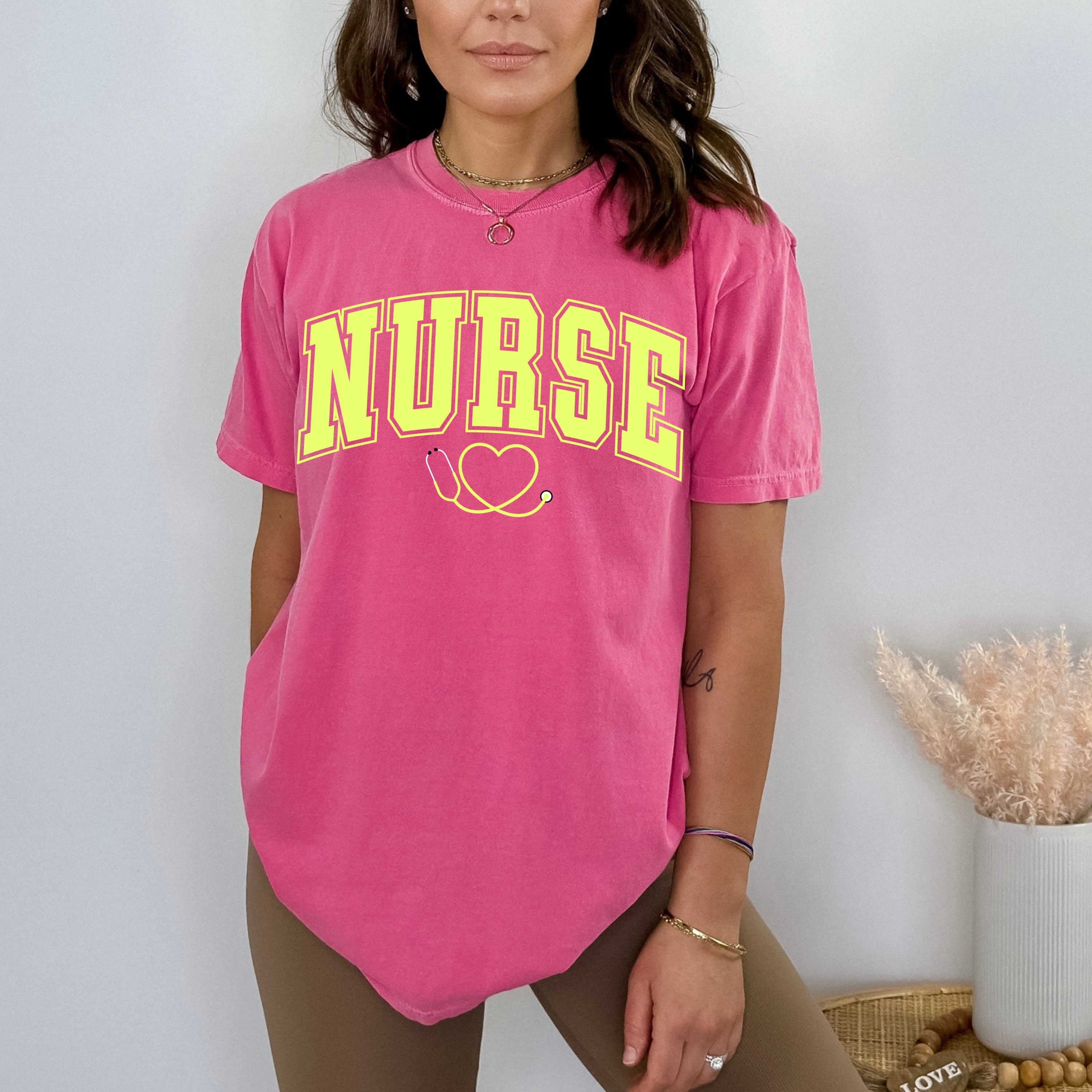 Neon Nurse Shirt, Bright Summer Nurse, Pink RN Shirt, Night Shift Crew ...