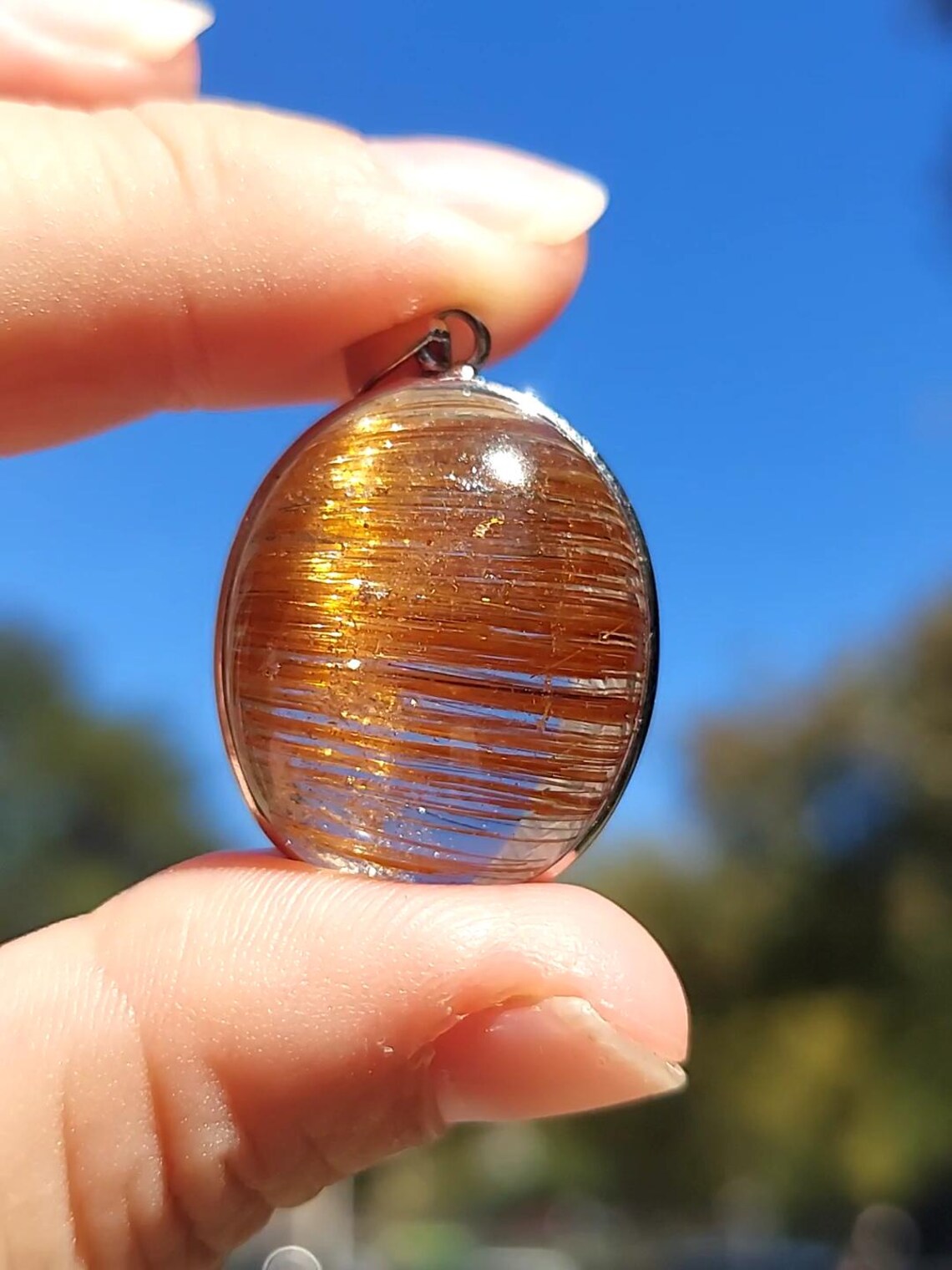 Natural Copper Rutilated Quartz Rare Hair Crystal Pendant/fortune ...