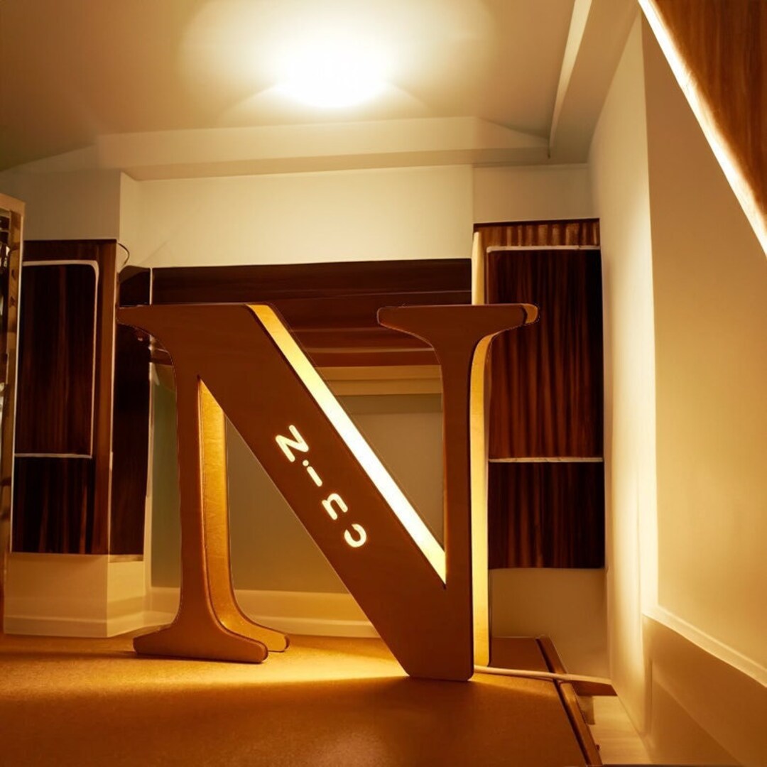 Alphabet Lamp Alphabet Bedside Lamp Personalized Wooden - Etsy