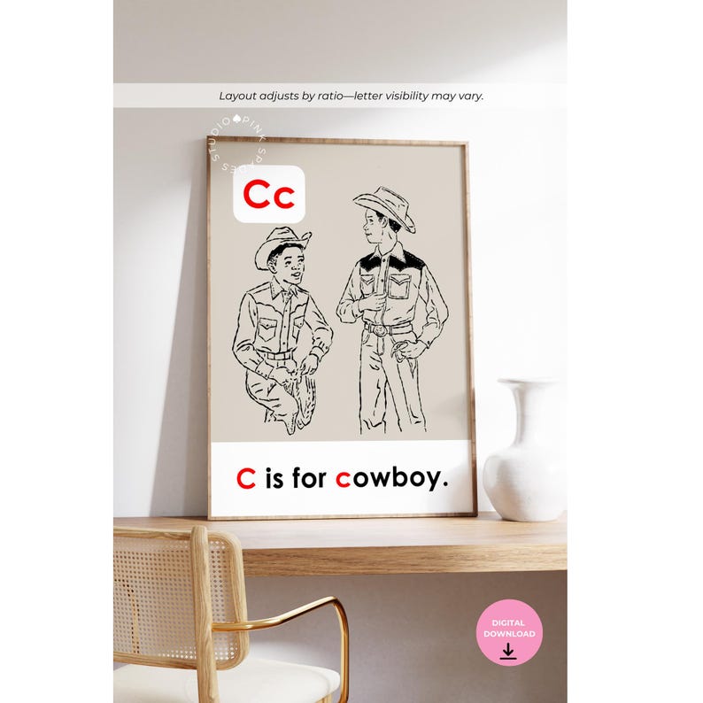 Black Art Cowboy Flashcard Art Print, Vintage Style (digital Download ...