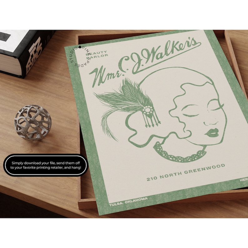 Black Wall Street Art Printable Vintage African American Art Madam CJ Walker 1921 Greenwood ...