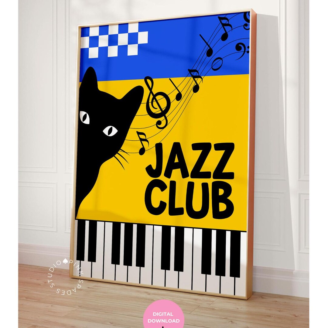 Jazz Club Printable Wall Art Retro Jazz Poster Print Digital Download ...