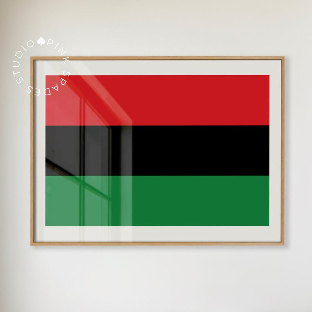 Black Art Print Black Flag Afro Pan African Flag Art Black Owned Home ...