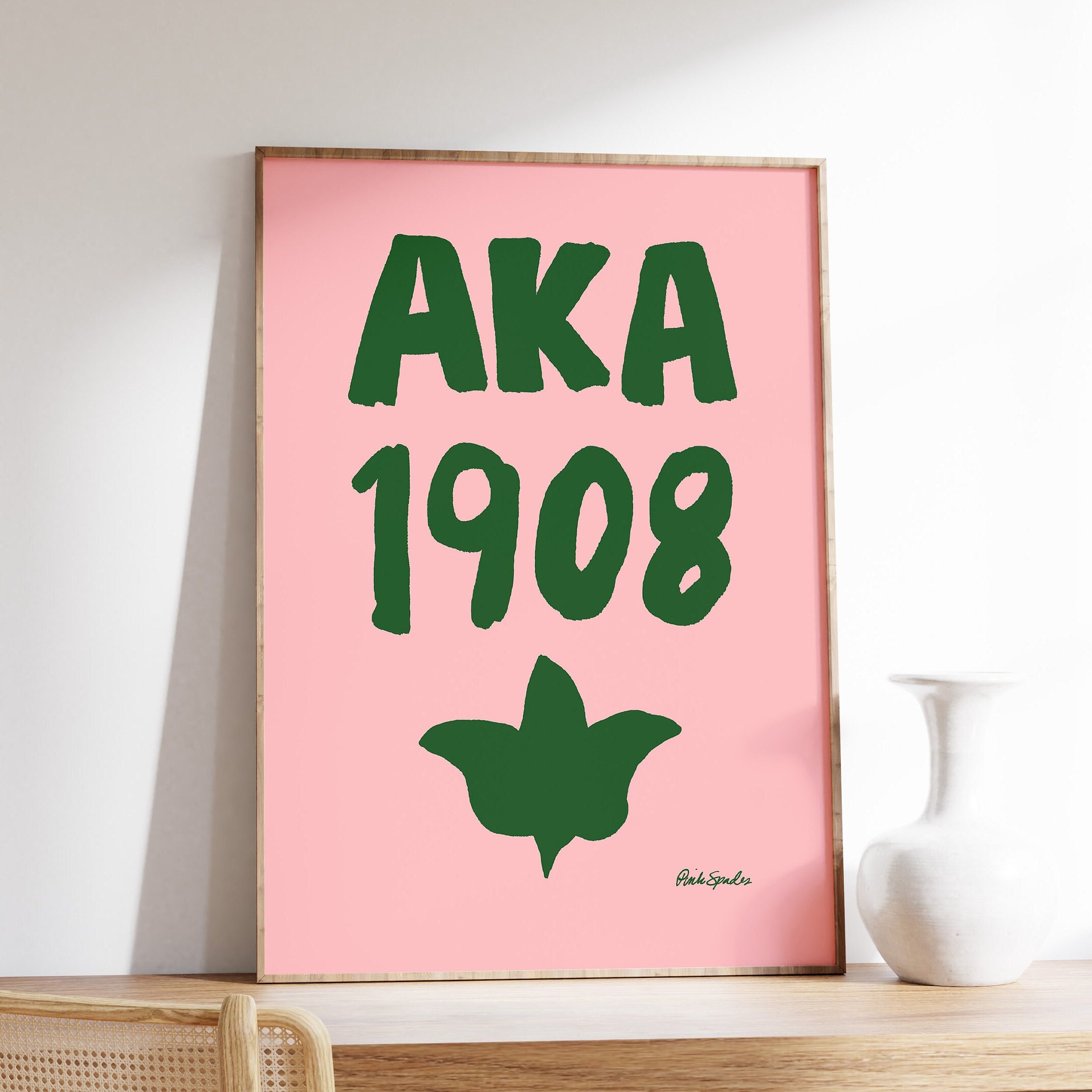 AKA Art Poster Pink and Green Alpha Kappa Alpha Print AKA Sorority Black Sorority Art Dorm Room ...