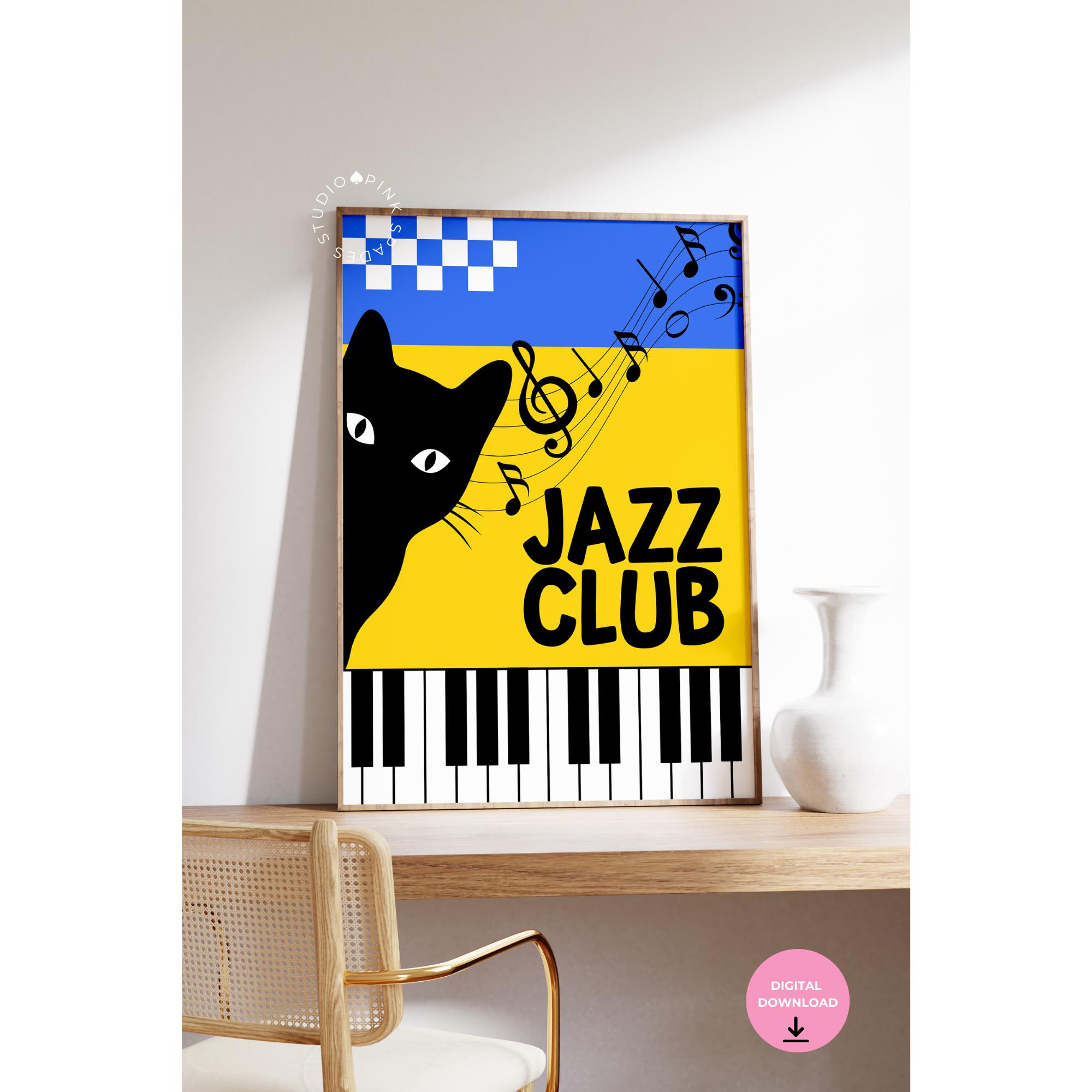 Jazz Club Printable Wall Art Retro Jazz Poster Print Digital Download ...