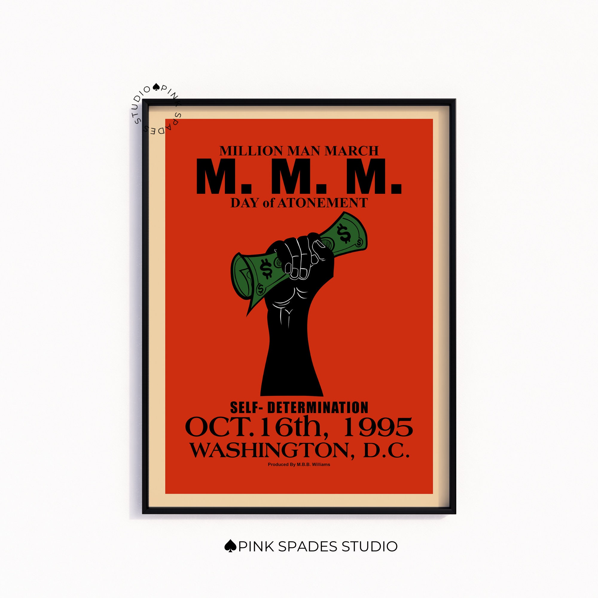 Million Man March Poster Black Art Print Inspired MBB Williams Black ...