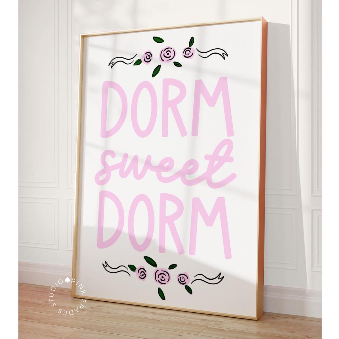 Dorm Sweet Dorm Light Pink Dorm Room Decor College Wall Art Dorm Room ...