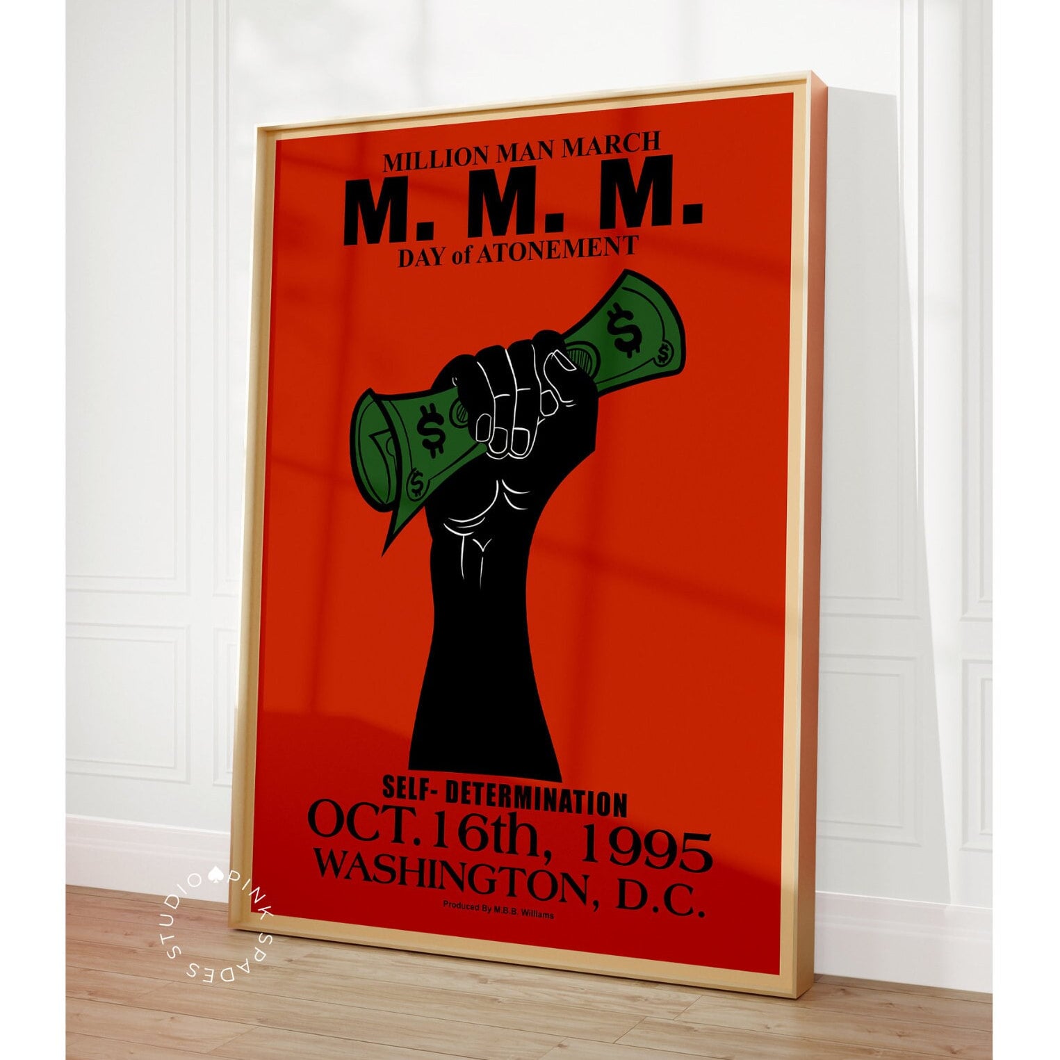 Million Man March Poster Black Art Print Inspired MBB Williams Black ...