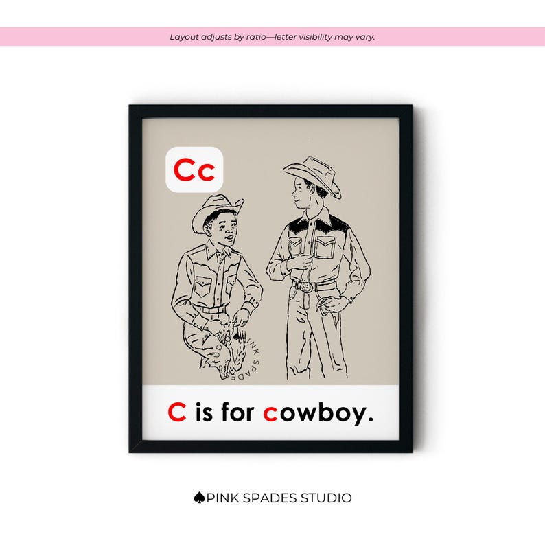 Black Art Cowboy Flashcard Art Print, Vintage Style (digital Download ...