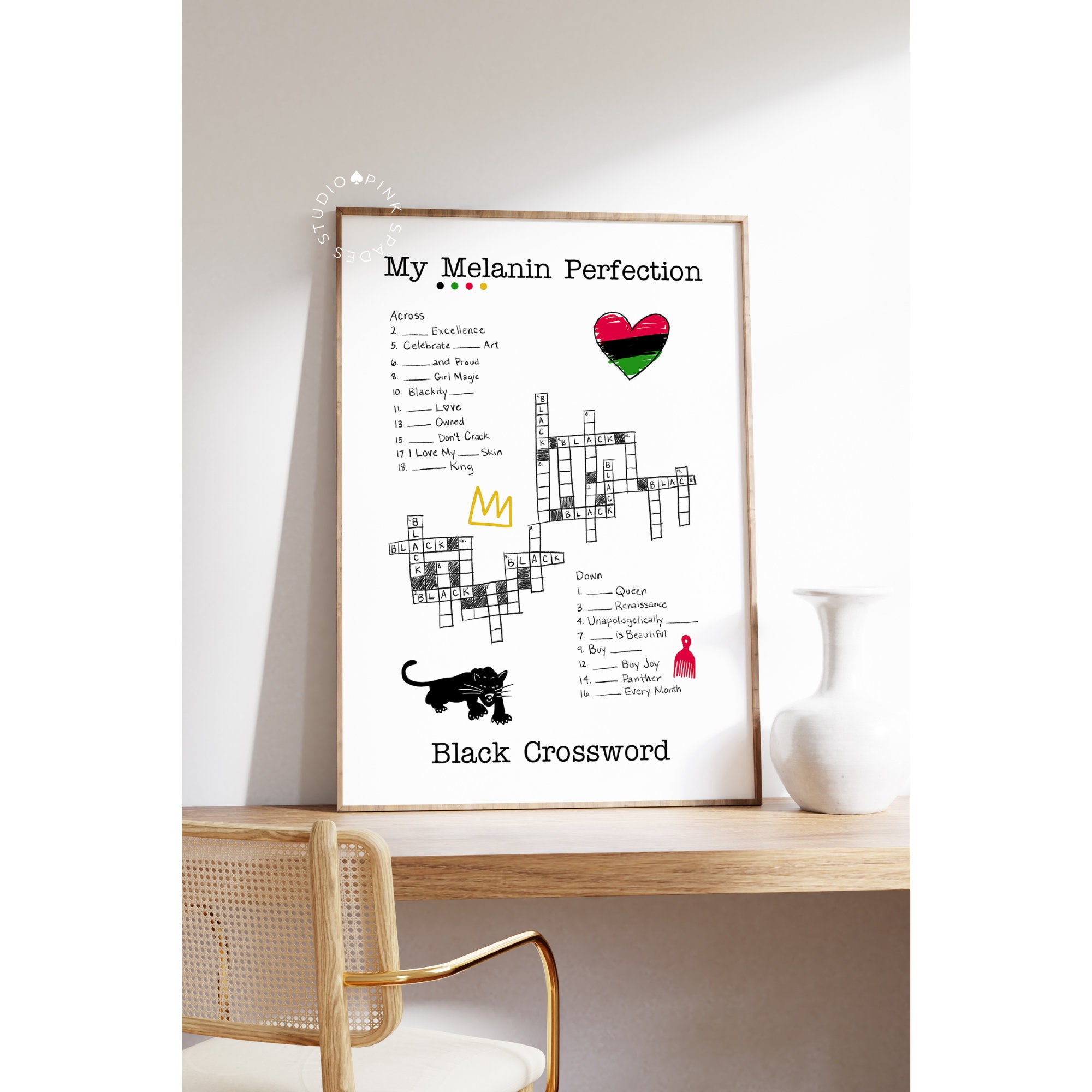 Black Art Black Crossword Puzzle Doodle African American Crossword ...