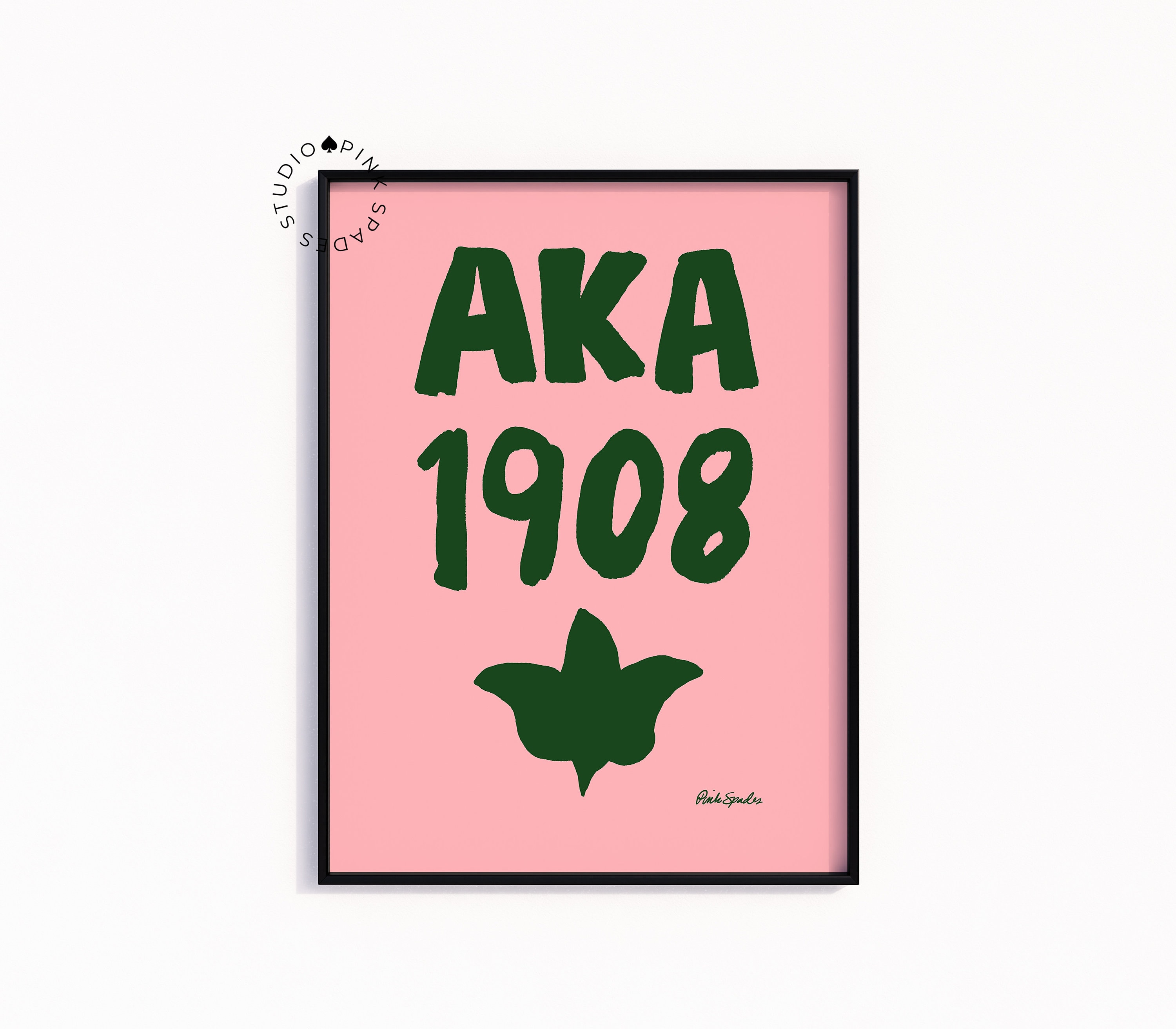 AKA Art Poster Pink and Green Alpha Kappa Alpha Print AKA Sorority Black Sorority Art Dorm Room ...